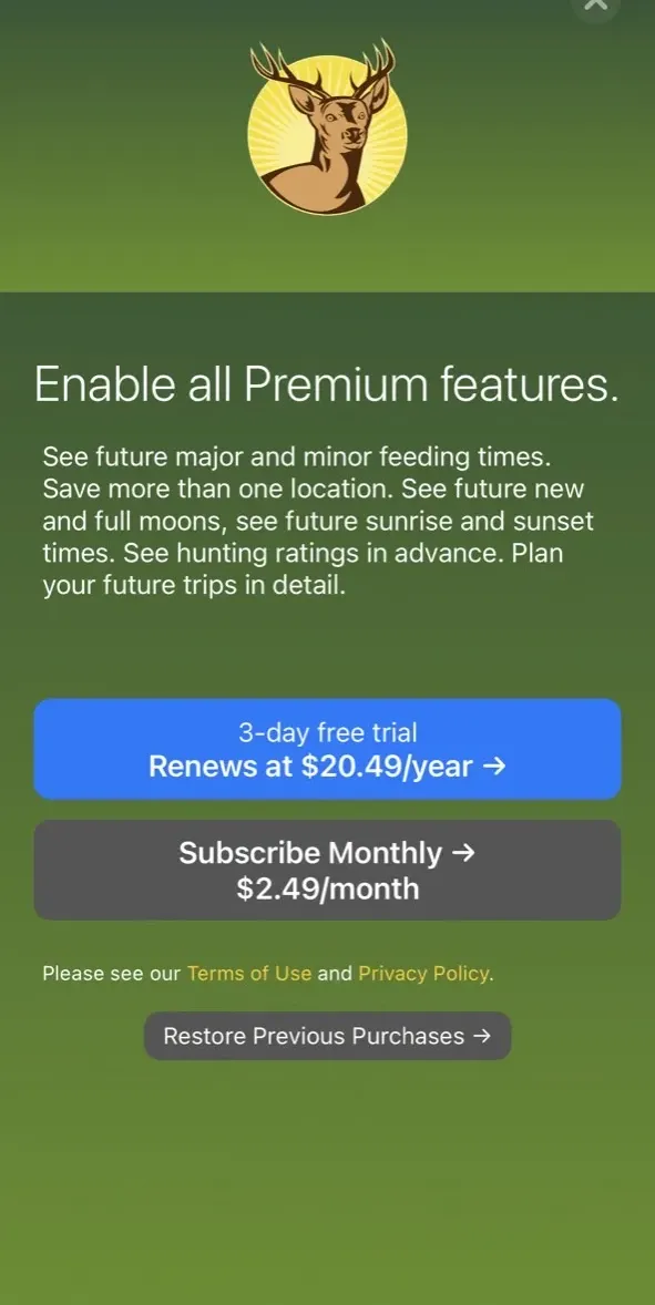 A Mobile Paywall By Solunar Best Hunting With Adapty A Mobile Paywall By Solunar Best Hunting With Adapty